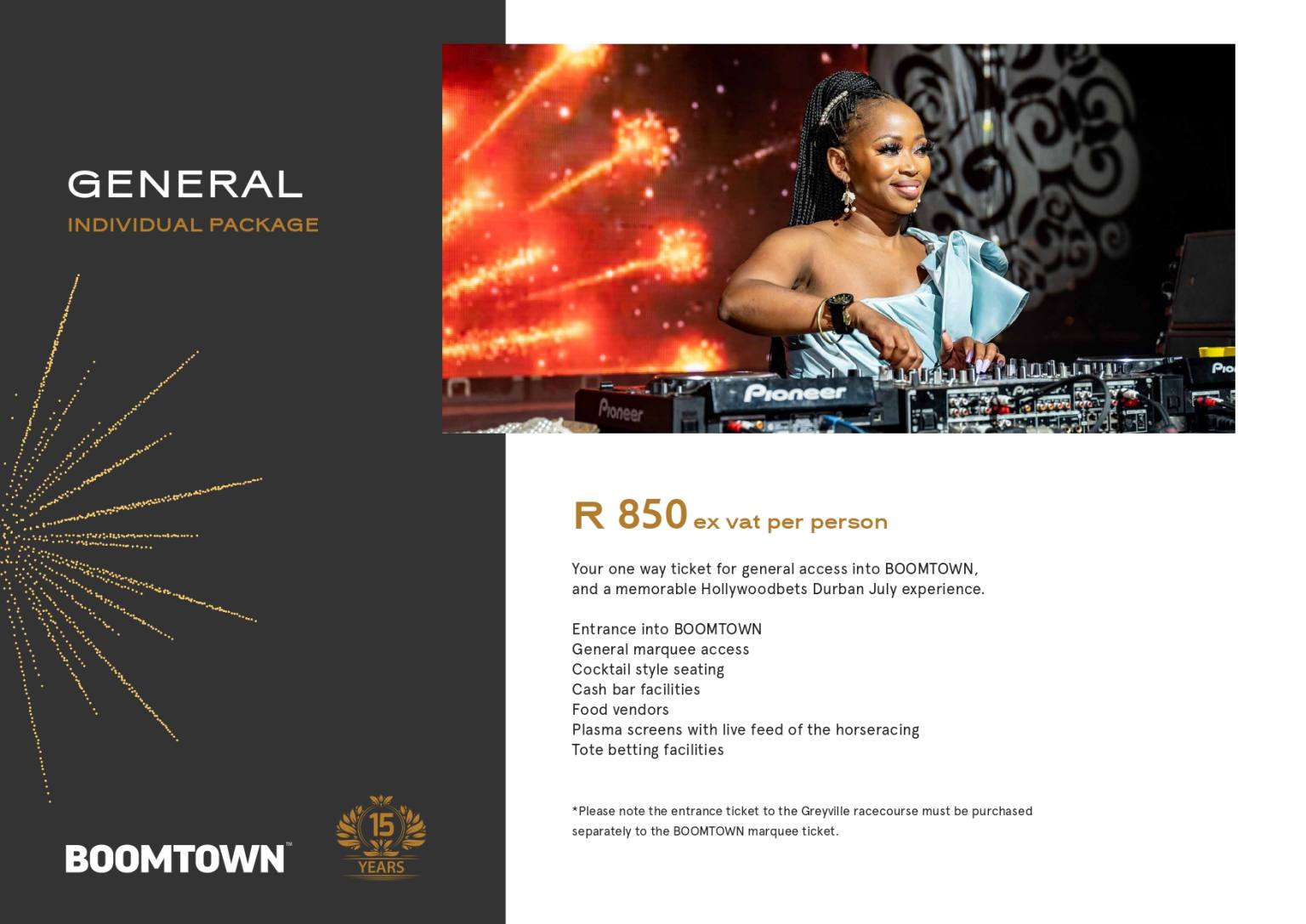 Durban July Boomtown General Individual Ticket - 2025 | Regal ...